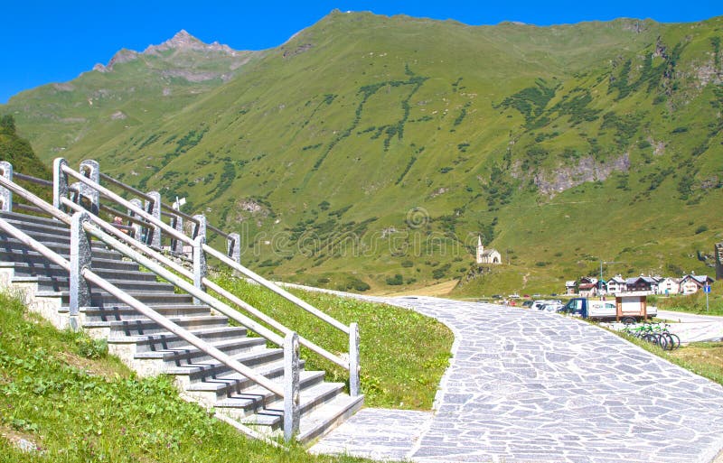 Stairway Along an Alpine Path Stock Photo - Image of valley, scale ...
