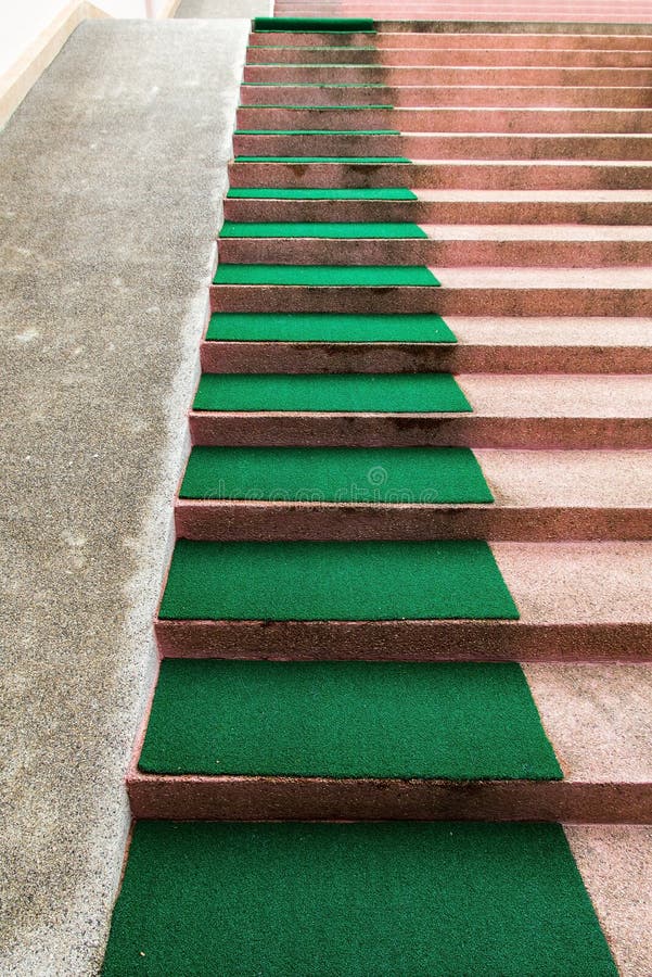Stairway with Carpet and Slope Down Walk Way Stock Photo - Image of ...