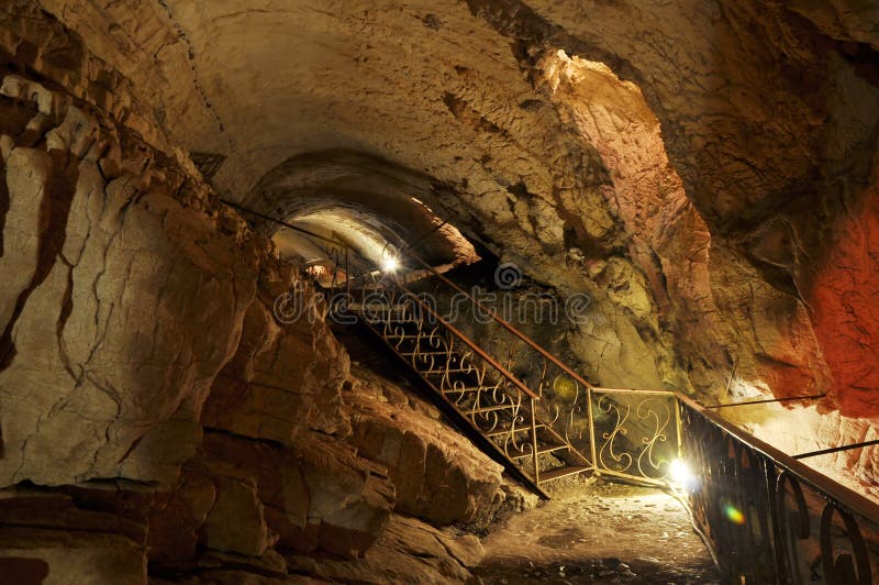Stairway in a Cave Corridor Stock Image - Image of claustrophobia, cave ...
