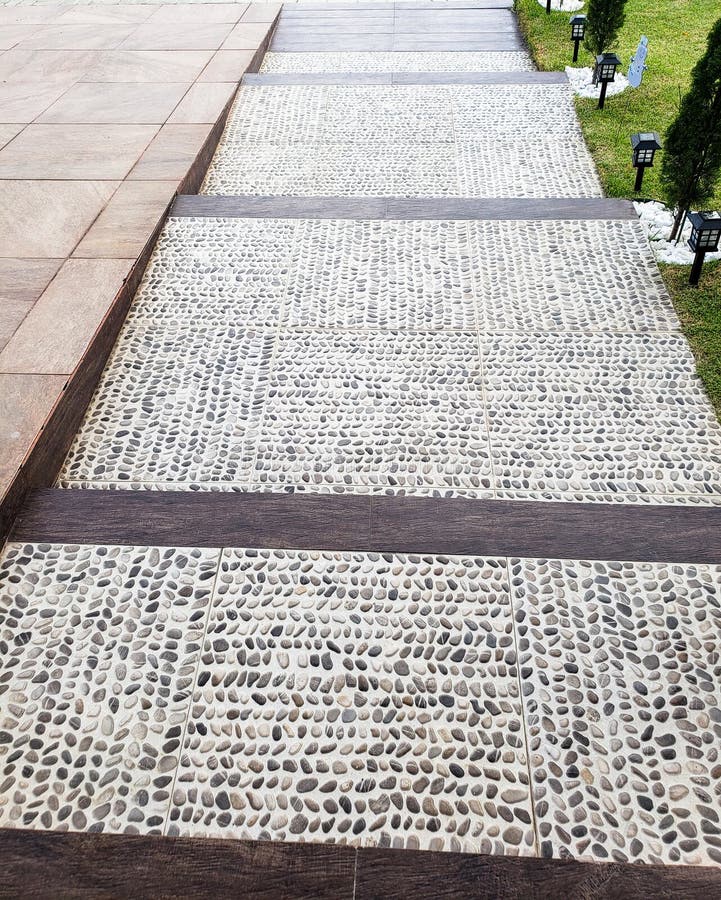 Stairs with Embedded Pebbles Stock Photo - Image of steps, building ...