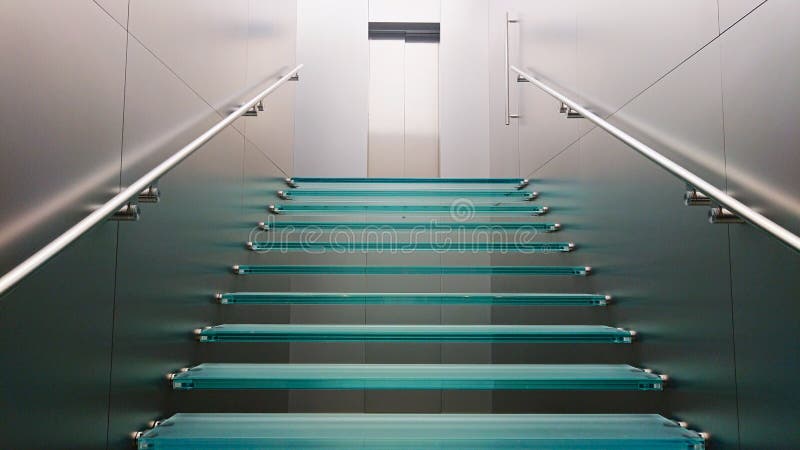 Glass stairway leading up stock image. Image of indoor - 123049425