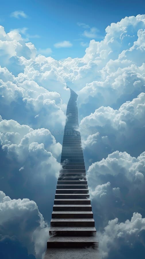 A Stairway Going Up into the Clouds in the Sky Stock Photo - Image of ...