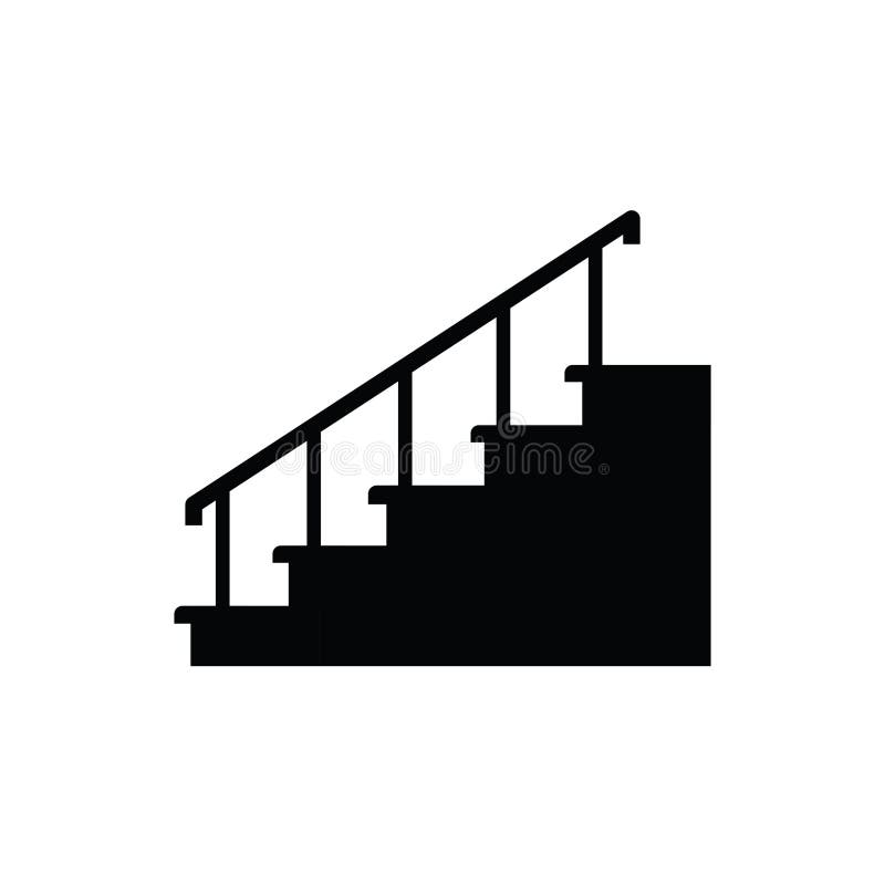 A stairway with a handrail stock vector. Illustration of curve - 377011961