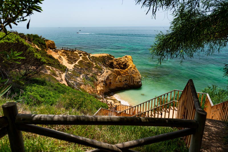 Stairway Leading To a Scenic Beach at Albufeira Surrounded by Cliffs ...