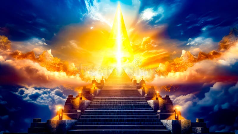 Stairway Leading Up To the Sky with Bright Light Coming Out of it ...