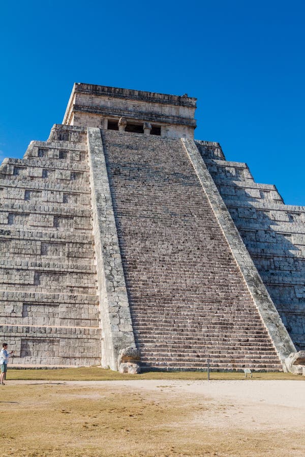 Stairway of the Pyramid Kukulkan in the Mayan Archeological Site ...