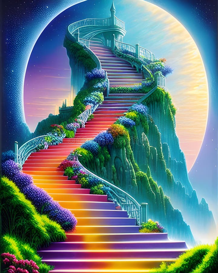 Stairway to heaven stock illustration. Illustration of sunset - 276094738