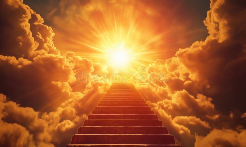 Stairway To Heaven Illuminated by Radiant Sun Amidst Dramatic Clouds ...