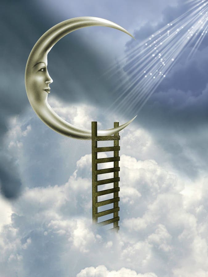 Stairway to the moon stock illustration. Illustration of stairway - 6134166
