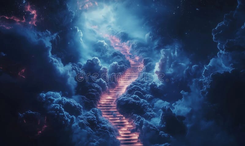Stairway To the Stars: Ethereal Pathway through Cosmic Clouds Stock ...