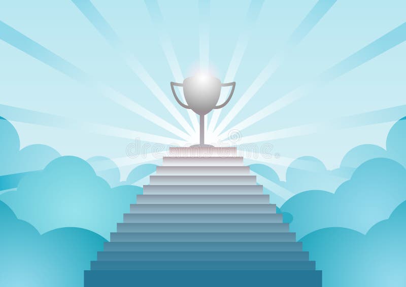 Stairway To Success with Trophy Cup on the Top Stock Vector ...