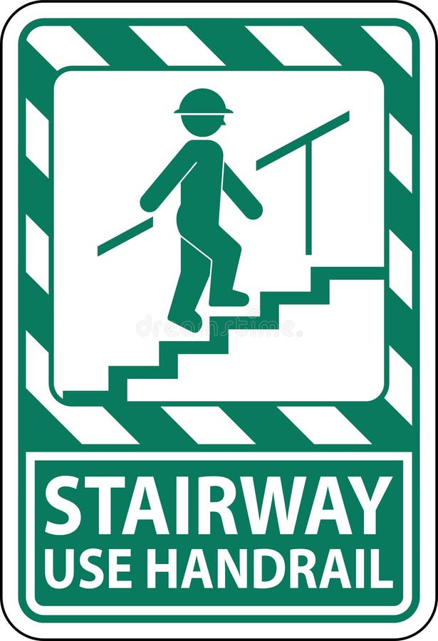 Stairway Use Handrail Sign on White Background Stock Vector ...