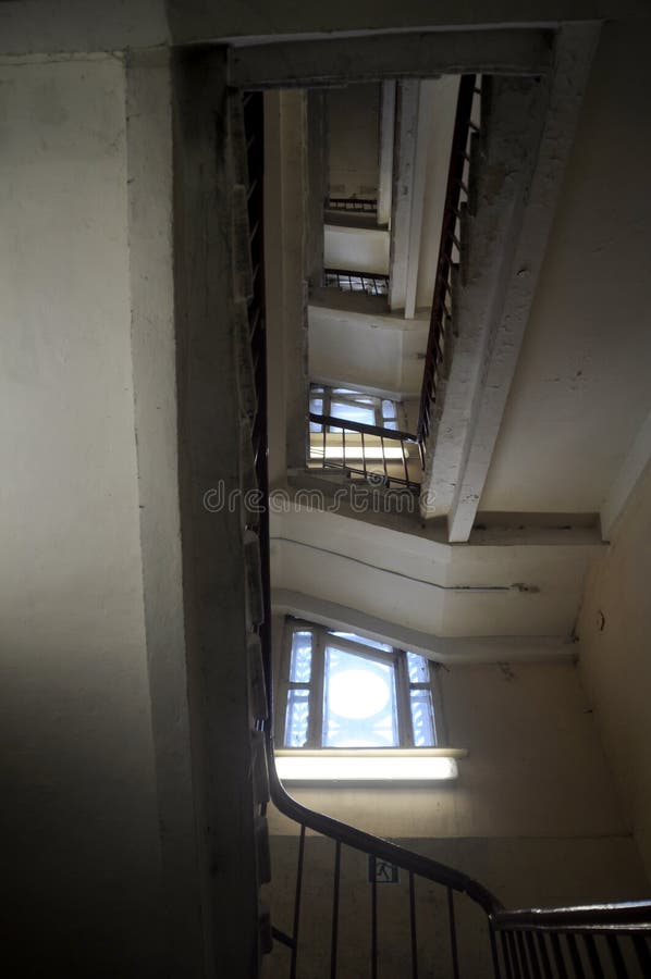 Stairway with Windows in an Old Soviet Building Stock Photo - Image of ...