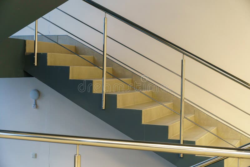 Stairwell in a Modern Building. an Empty Spacious Hall with a Flight of ...