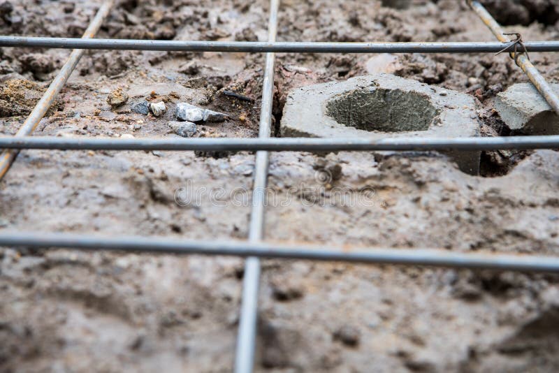 Stake in the Hole on the Ground with Steel Structure Stock Photo ...