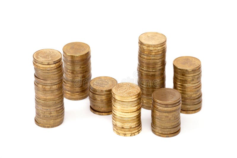 Staked Coins Suggesting Prices Increase Or Inflation Stock Photo ...