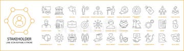 Stakeholder Icons Set in Line Style with Editable Stroke. Stock Vector ...
