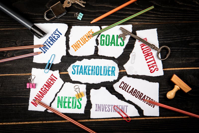 Stakeholder Management Concept with Torn Paper Keywords and Office ...