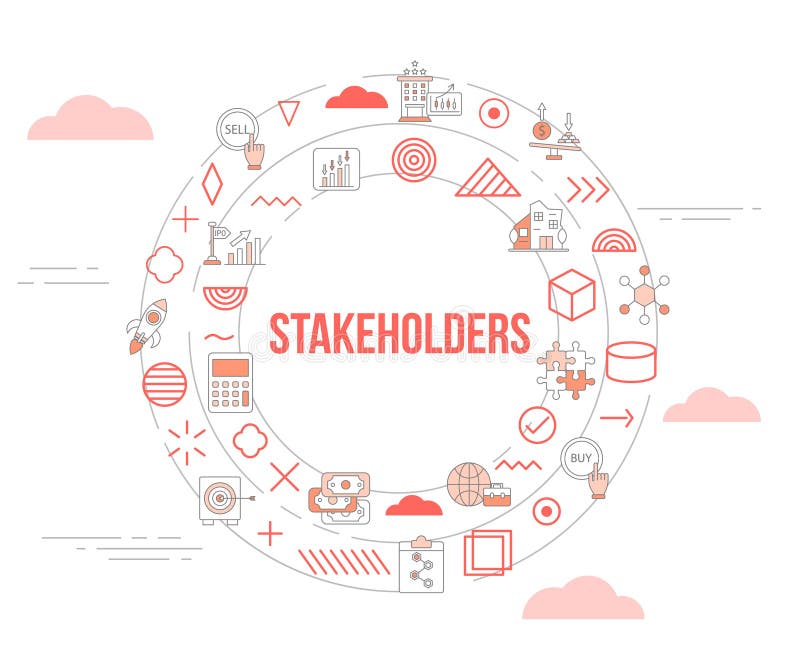 Stakeholders Concept with Icon Set Template Banner and Circle Round ...