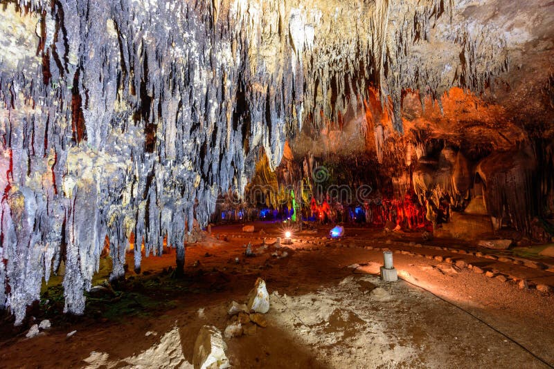 Stalactite Stalactites with Color Lighting Stock Photo - Image of ...