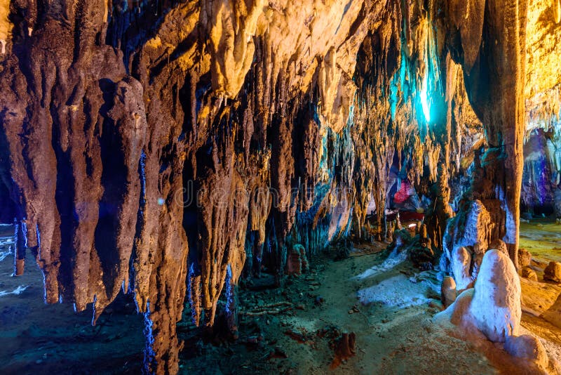 Stalactite Stalactites with Color Lighting Stock Image - Image of ...