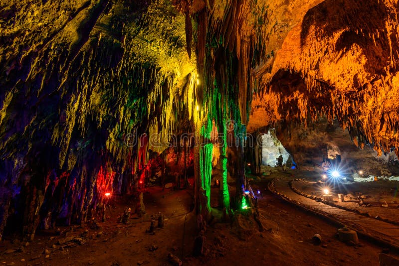 Stalactite Stalactites with Color Lighting Stock Photo - Image of ...