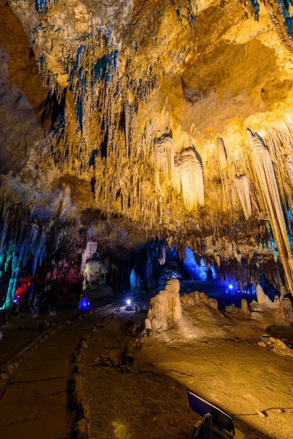 Stalactite Stalactites with Color Lighting Stock Photo - Image of ...