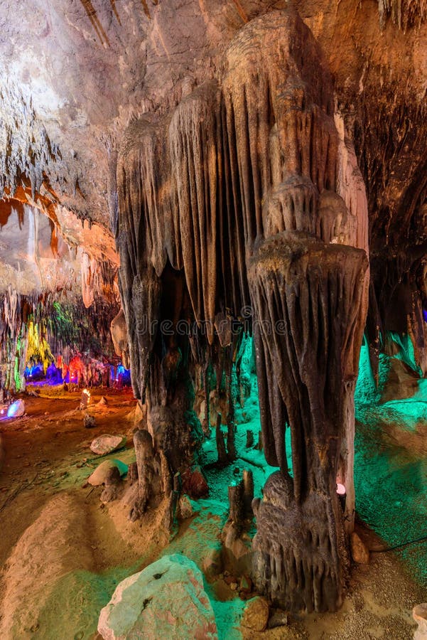 Stalactite Stalactites with Color Lighting Stock Photo - Image of ...