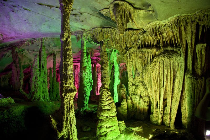 Stalactite and Stalagmite Formations Stock Photo - Image of ...