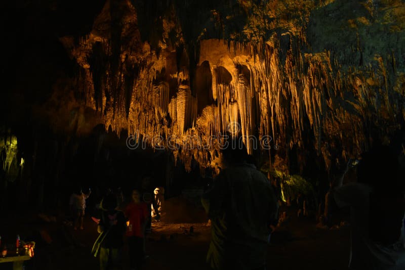 Stalactite and Stalagmite Hanging from Ceiling in the Cave Stock Image ...
