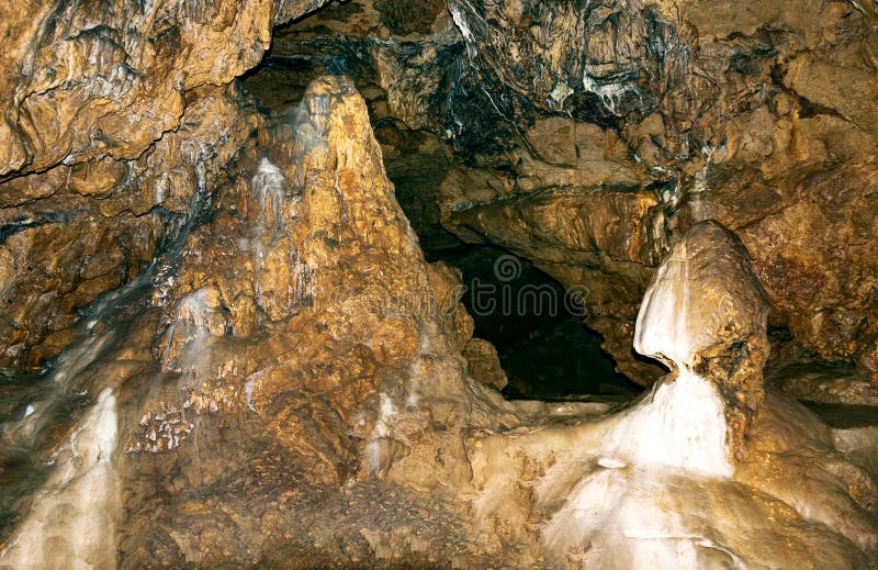 Stalactite, Stalagmite Walls of the Cave. Template for Design Stock ...