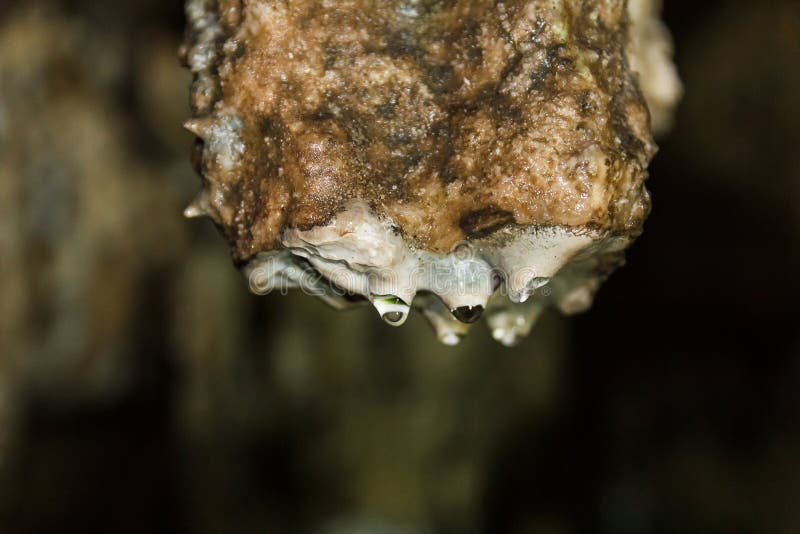 Stalactite with Water Drop. Stock Image - Image of beautiful, light ...