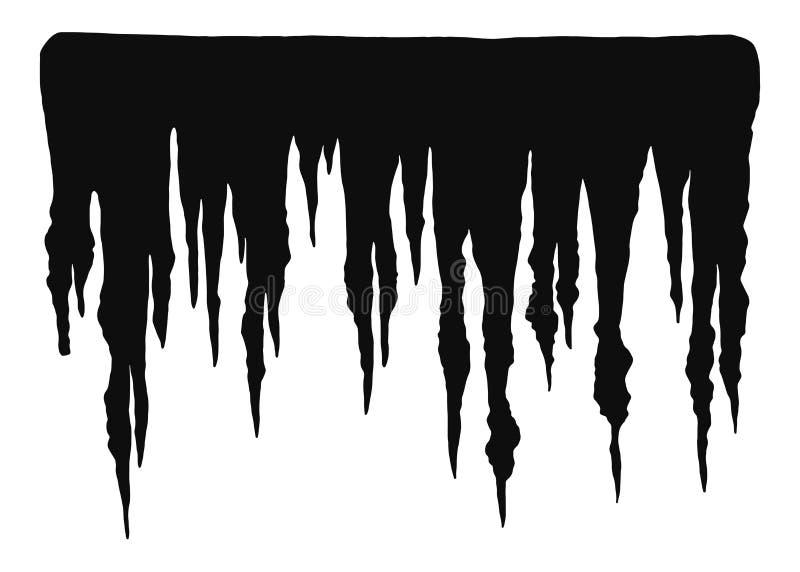 Stalactites Cave in Isolation. Cartoon Vector Black Silhouettes Stock ...