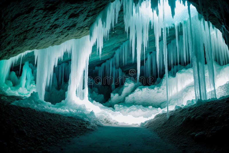 Stalactites Made of Crystal Clear Glass in a Hidden Cavern Stock ...