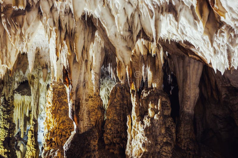 The Beauty of the Stalactites and Stalactites in the Cave Stock Photo ...