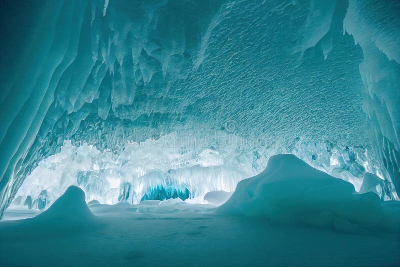 Stalactites and Stalagmites in Ice Cave in North. Stock Illustration ...