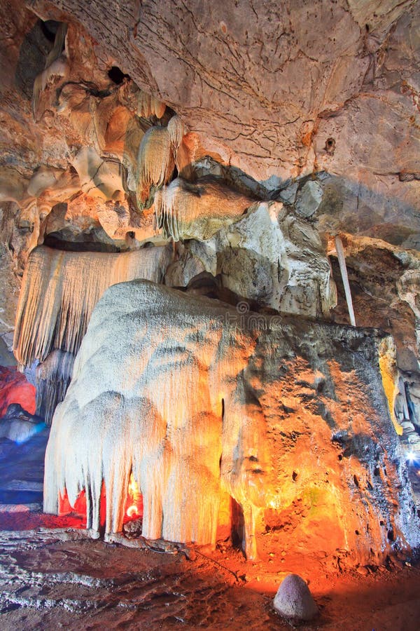 Stalagmite and Stalactite in the Cave Stock Image - Image of rock ...