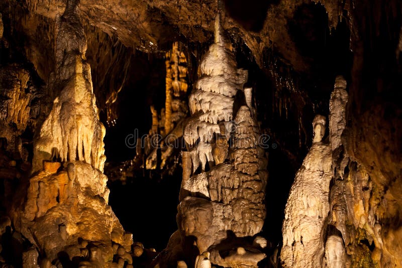 Stalagmites Flowstones Cave Stock Photo - Image of limestone, natural ...
