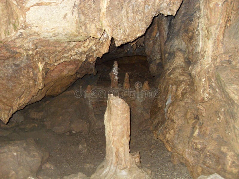Stalagmites and Stalactites Growing Inside Cave Stock Image - Image of ...