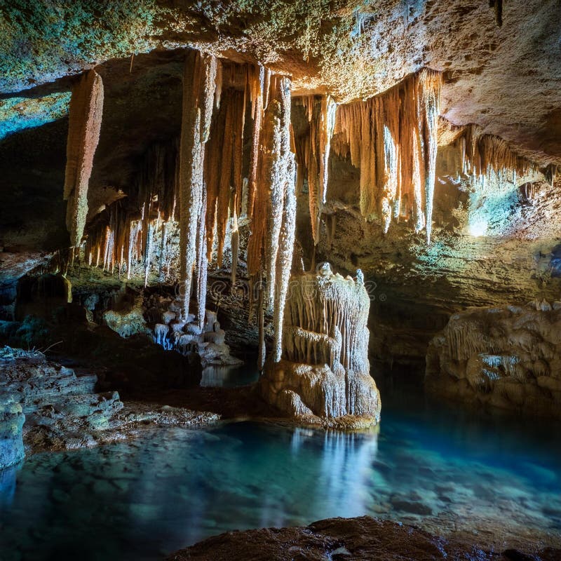 Stalagmites and Stalactites, AI Generated Stock Illustration ...