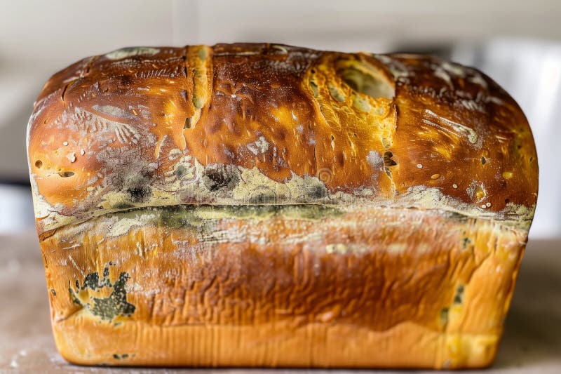 Stale Bread Loaf with Visible Mold Spots Stock Photo - Image of ...