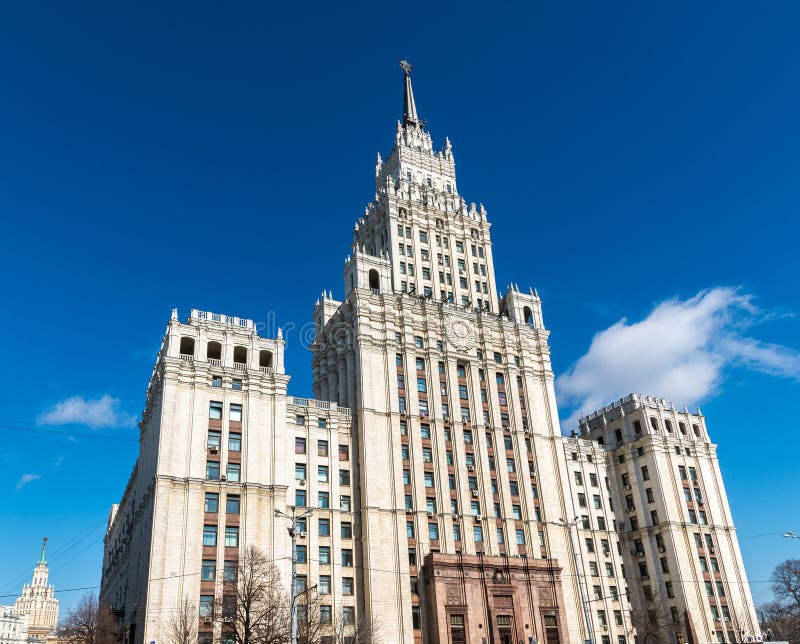Stalin Skyscraper on Square of the Red Gate in Moscow, Russia Stock ...