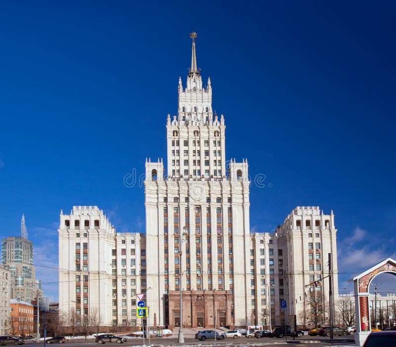 Stalin Skyscraper on Square of the Red Gate in Moscow Stock Photo ...