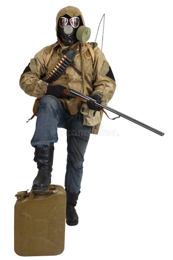Stalker in Gas Mask with Gun Stock Image - Image of military, nuclear ...