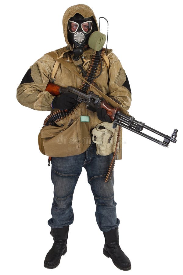 Stalker in Gas Mask with Weapon Stock Photo - Image of banner ...