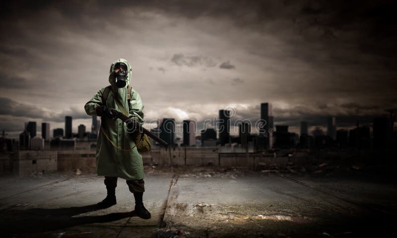 Stalker with gun stock photo. Image of fumes, radiation - 32885196