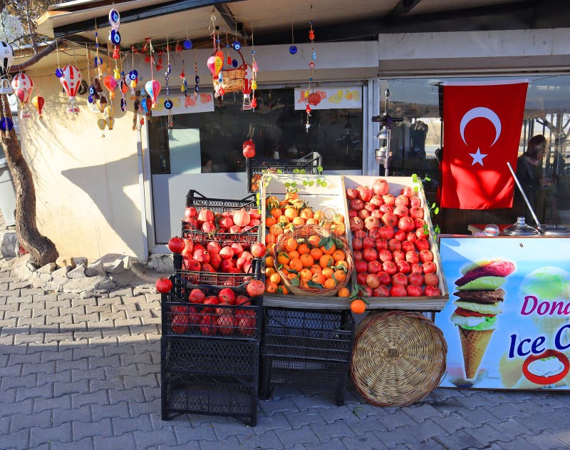 Stall with Fruits in Uchisar, Turkey Editorial Stock Image - Image of ...