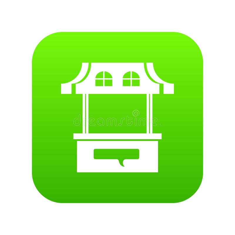 Stall icon green vector stock vector. Illustration of roof - 119521261