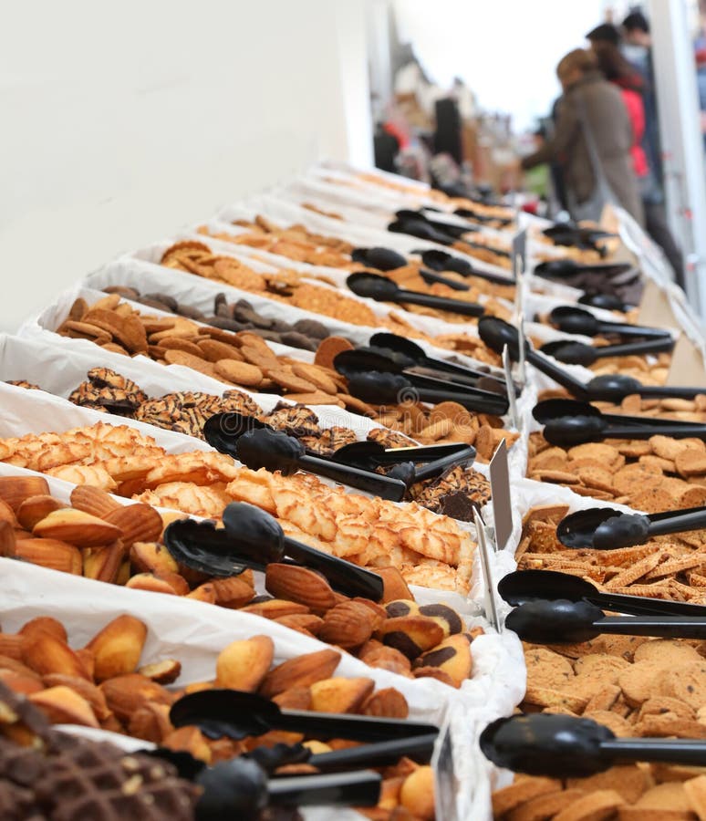 Stall in the Market with Many Cookies Stock Image - Image of biscuit ...