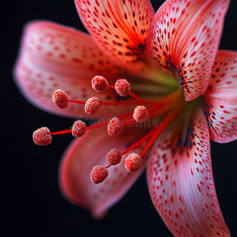 Stamen Lily Showcases Rich Colors and Fine Details Macro Perspective ... Stamen Lily Showcases Rich Colors and Fine Details Macro Perspective ...